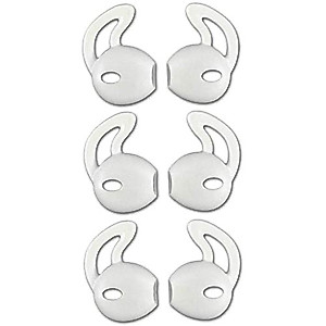 D & K Exclusives Ear Hook Covers for Earbud Headphones, Noise Isolation Anti-Slip Silicone Earbuds/Ear Plug Tips 3 Pair Cover Tips Accessories Compatible Headset MNHF2AM/A (White 6PCS)