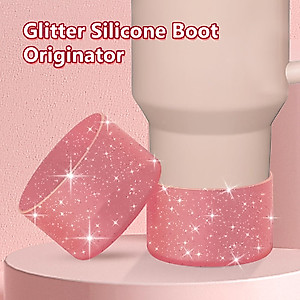 WUQID Protective Bling Silicone Boot Sleeve, Compatible with Stanley Tumbler 20-40oz & Hydro Flask Bottle 12oz-24oz, Glitter Reduces Dents Sleeve Cover for More Bottles/Tumblers Bottom of 2.83-2.95in