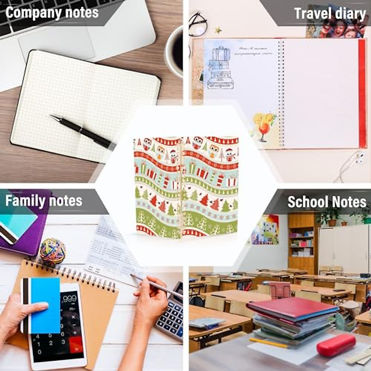 SPRIPORT Christmas Trees Owls Spiral Journal Notebook for Women Men A5 Memo Notepad Sketchbook with Durable Hardcover & 60 Pages Writing Journal for Boys Grils Study Notes Work School Journaling