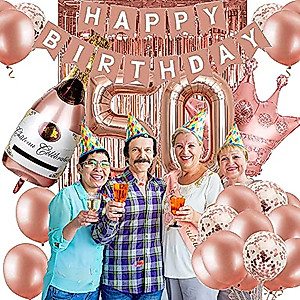 50th Birthday Decorations for Women, Rose Gold 50th Birthday Party Decoration for Her, 50th Happy Birthday Banner Kits Rosegold Balloons Decoration for Girls Women 50th Birthday Party Supplies