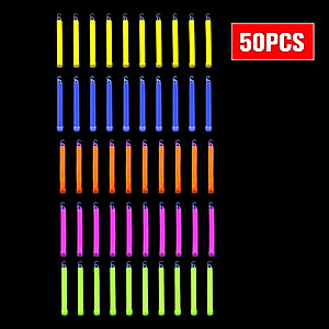 novelinks 50 Pcs 6'' Premium Glow Sticks Bulk - Ultra Bright Large Glow Necklaces Bulk Light up Necklaces Bulk Glow in The Dark Necklaces, Emergency Glow Sticks, Long-lasting Lighting Waterproof