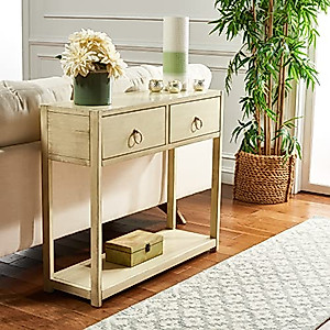 SAFAVIEH Home Collection Sadie Contemporary Antique White 2-Drawer Console Table (Fully Assembled)