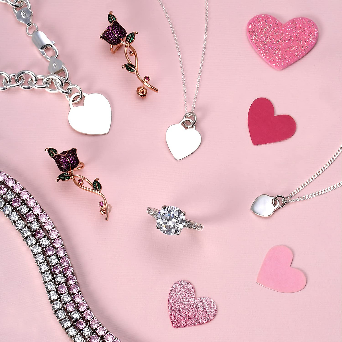 Tiny Minimalist Blank Plain Flat Heart Shape Initial Pendant Necklace For Teen For Women .925 Sterling Silver