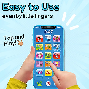 ZeenKind Baby Phone Toy English & Spanish Learning for Toddlers 1 2 3 Years Old, Learn Spanish ABC Numbers Animal Sounds, Interactive Bilingual Cellphone Toy for Kids, Juguetes Educativos, Blue