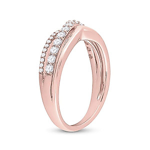 The Diamond Deal 10kt Rose Gold Womens Round Diamond Band Ring 1/2 Cttw