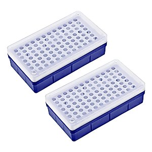 uxcell Centrifuge Tube Rack Storage Box 96-Well Polypropylene Holder for 0.5ml Microcentrifuge Tubes, Vials, Samples 8.5mm Hole Dia 2Pcs