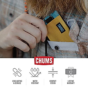 Chums Surfshort Nylon Wallet,Water Resistant,Compact,Ultra Slim,Lightweight,Clear Window ID Slot, Black/Gray