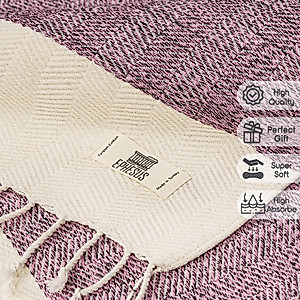 EPHESUS TOWELS Hand Towels - Set of 2 | 18" x 30" - Decorative Turkish Hand Towel for Bathroom, Kitchen, Guest, Face, Hair, Tea, Dishcloth (Herringbone, Pink)