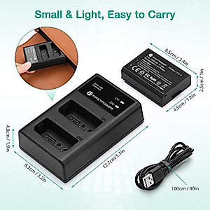FirstPower LP-E10 Battery (2-Pack) and Dual USB Charger Compatible with Canon EOS Rebel T3 T5 T6 T7 T100 Kiss X50 X70 X80 X90 1100D 1200D 1300D 1500D 4000D Digital Cameras