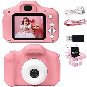 Kids Camera,Christmas Birthday Gifts for Boys and Girls Aged 3-8, Toddler Camera for Kids,Portable Toy Gifts for 3 4 5 6 7 8 Year Old, Rechargeable Kids Cameras Digital with 32GB Card