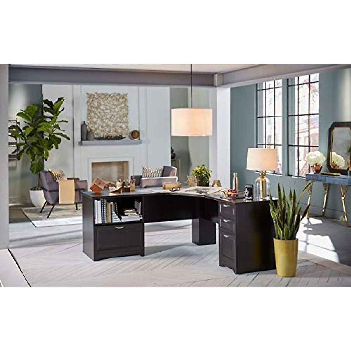 Realspace Magellan Performance 71"W L-Shaped Desk, Espresso