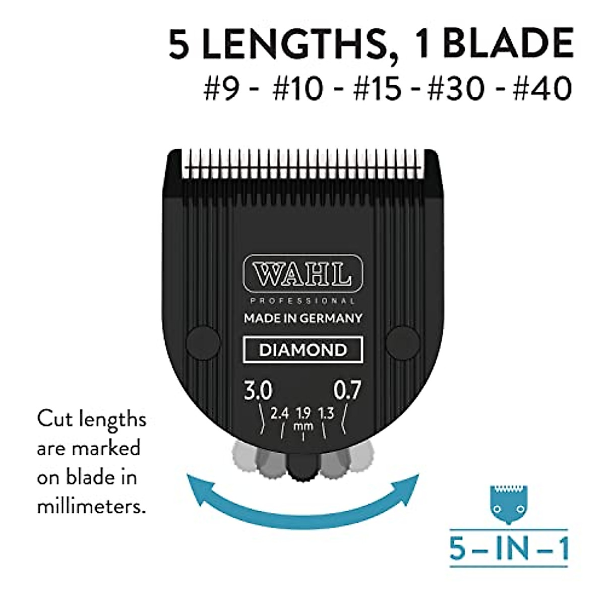 WAHL Professional Animal 5-in-1 Diamond Blade Arco, Bravura, Chromado, Creativa, Figura, and Motion Pet, Dog, and Horse Clippers (#41854-7526)
