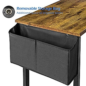 Lufeiya Small Computer Desk Study Table for Small Spaces Home Office 39 40 Inch Rustic Student Writing Desk with Storage Bag,Brown