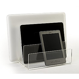 Unum Crystal Clear Acrylic Desktop File Sorter Holder - Lucite Mail, Paper, Folder, Letter Organizer – Makeup Palette Organizer - Thick Cast Acrylic 9" x 6.75" x 6.5"