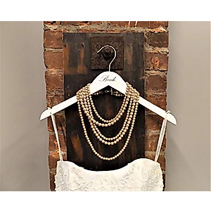 NAHANCO BG20117 Bridal Hanger Set, White Wood Hangers with Black Imprint (Bride and Groom), 17” (2 Piece Set)