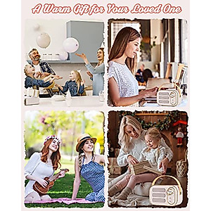 Greadio Retro Bluetooth Speaker, Vintage Speaker with Cute Old Fashion Style, Good Sound, Bluetooth 5.0, TF Card, AUX Input, USB Drive MP3 Player for Home,Outdoor,Travel,Party,Gift (Pink)