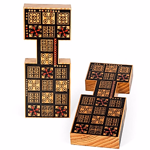 Masters Replica Royal Game of Ur Board Game with Pyramid Dice - Features Authentic Design with Solid Wood Board and Wooden Pieces