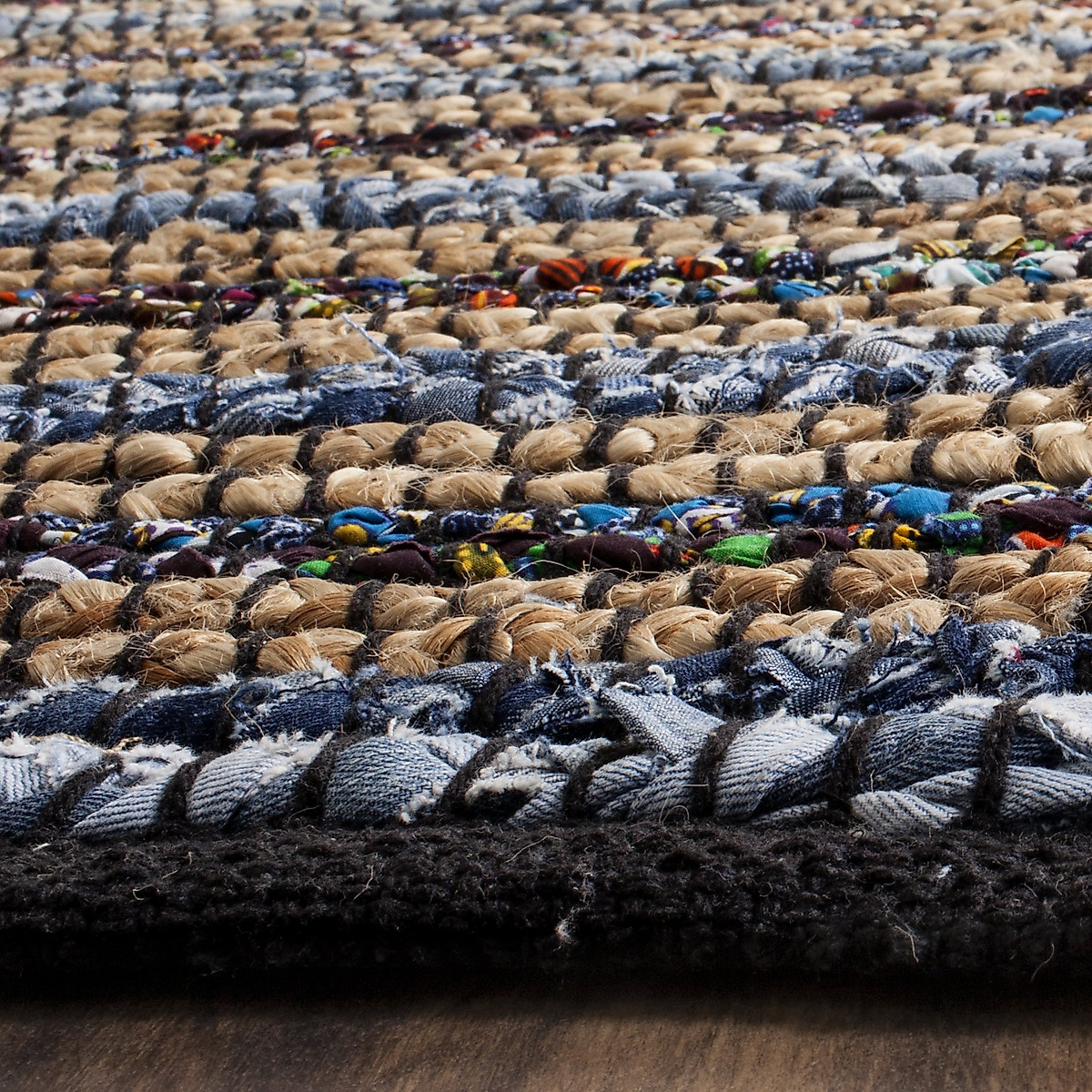 SAFAVIEH Cape Cod Collection Runner Rug - 2'3" x 12', Blue & Multi, Handmade Flat Weave Braided Stripe Cotton & Jute, Ideal for High Traffic Areas in Living Room, Bedroom (CAP361A)