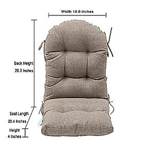 QILLOWAY Indoor/Outdoor High Back Chair Cushion for Adirondack,Spring/Summer Seasonal All Weather Replacement Rocking Chair Cushions. (TAN/Grey)
