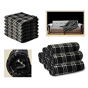 12 Pack of Bulk Soft Fleece Blankets 50 X 60, Light Weight, Cozy Warm Throw Blanket Sofa Travel Outdoor, Wholesale (50 X 60, 12 Pack Black Plaid)
