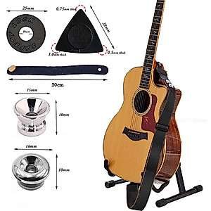 BetterJonny Guitar Strap, Adjustable Guitar Shoulder Strap Guitar Belt with Leather Ends Guitar Picks Strap Locks