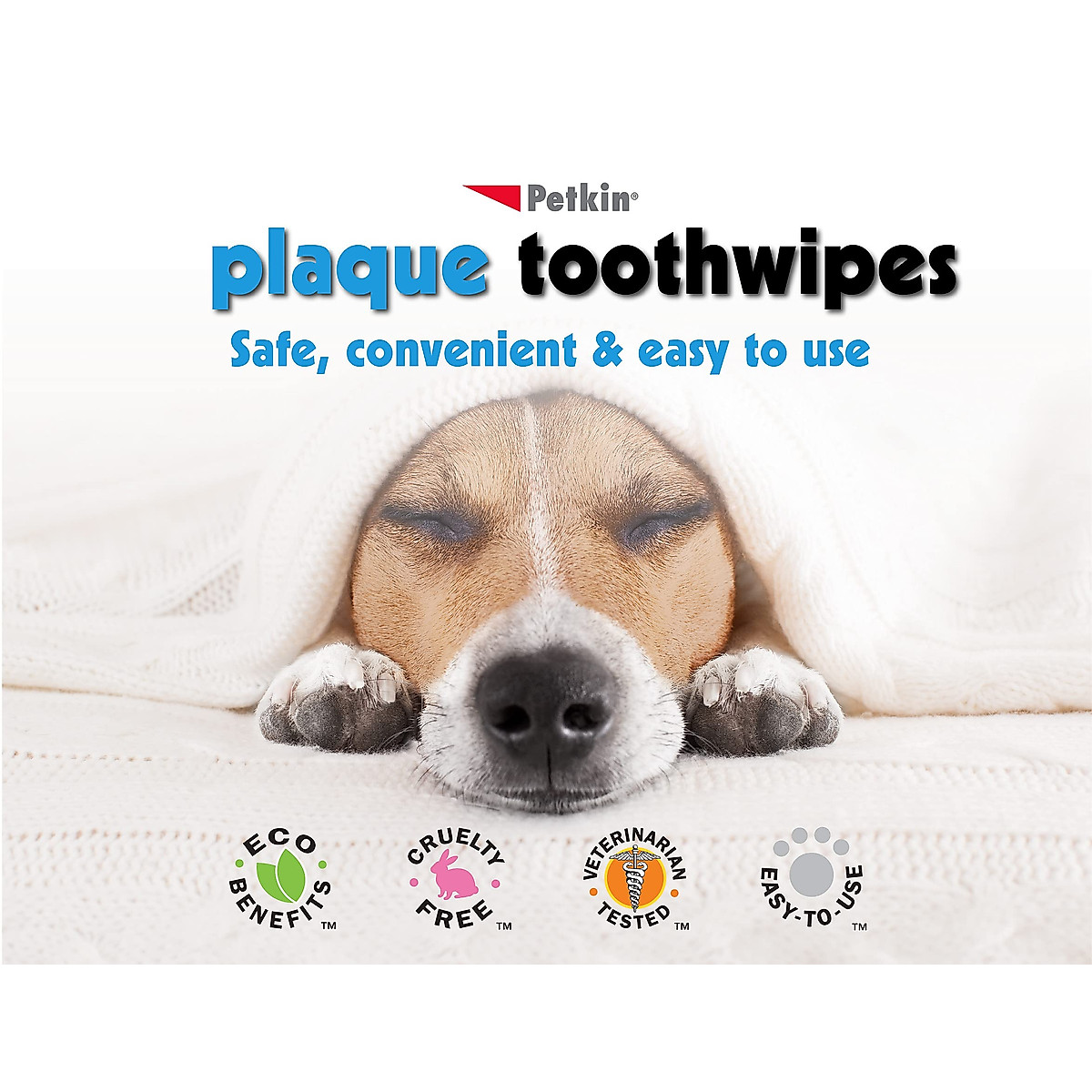 Petkin Cat and Dog Dental Wipes, 40 Wipes (Fresh Mint) - Natural Formula Cleans Teeth, Gums & Freshens Breath - for Daily Use - Convenient Dog Dental Care - 1 Pack of 40 Wipes