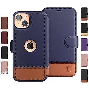 LUPA Legacy iPhone 14 Wallet Case for Women and Men, Case with Card Holder [Slim & Protective] for Apple 14 (6.1”), Vegan Leather i-Phone Cover, Cute Phone Case, Blue & Brown, Desert Sky