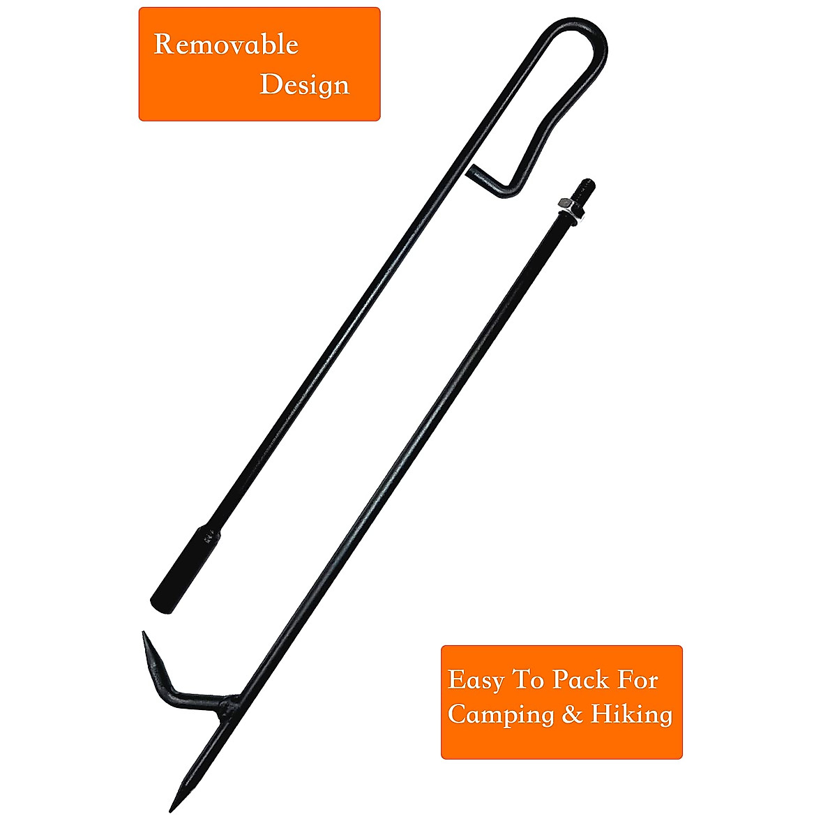 Fire Poker for Fire Pit. Fireplace Poker with Upgrade Removable Design. Premium Solid Steel Fire Pit Poker is The Best Fire Pit Accessories for Fireplace Camping Wood Stove Indoor and Outdoor Black