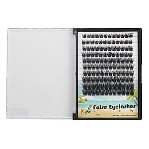 Dedila Large Tray -Wide Stem Mixed 10-12-14-16mm/12-14-16mm/14-16-18mm Cluster Eyelashes Home DIY Lashes Extensions D Curl Thickness 0.07mm Individual False Eyelashes (Mixed 10-12-14-16mm)