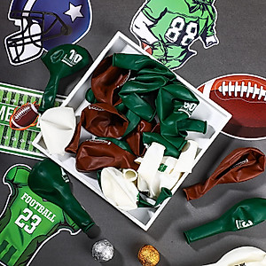 45 Pieces Football Balloons Sport Latex Balloons Football Party Balloons Touch Down White Green Brown Balloons for Game Sports Birthday Party Football Themed Decorations
