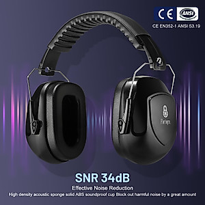 2 Pack 34 dB Noise Canceling Headphones For Shooting, Hearing Protection Earmuffs, Ear Protection Headphones, Thickened Headband Ear Muffs For Noise Reduction For Shooting, Construction, Power Tools