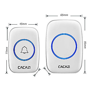 Wireless Doorbell kit, Plug-in Receiver, Waterproof Push Button with 1000 feet Operating Range, 5 Volume Levels, 60 Chimes, LED flash & CD Sound For Home/Office/Classroom Use (1x1 White)