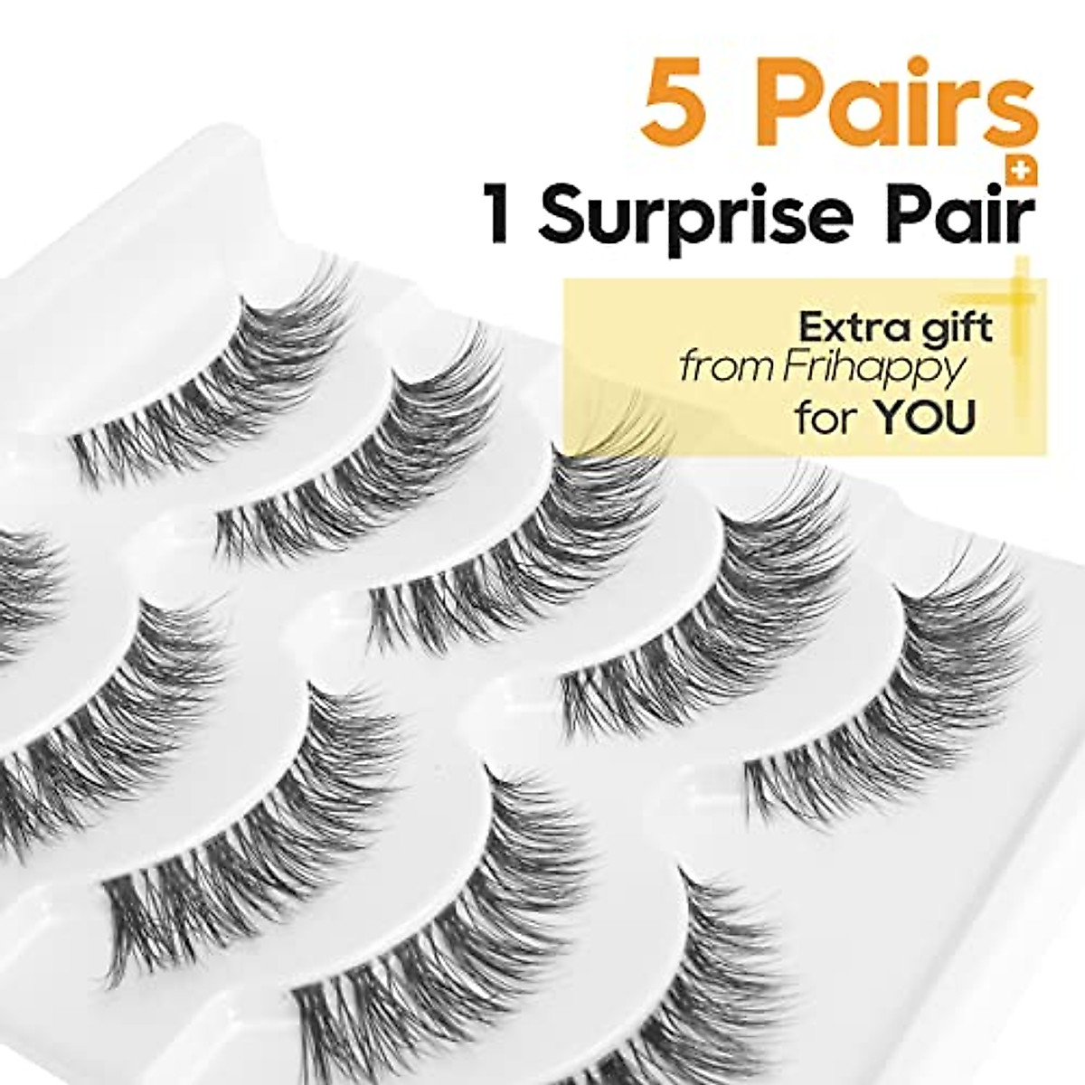 False Eyelashes Wispy Natural Look Lashes 5 Pairs Soft Faux Mink Lashes 3D 6D Volume Fluffy Frihappy Fake Eyelashes Packs DW4