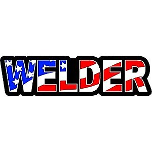 3 - Welder US Flag Hard Hat/Helmet Stickers 1” x 2” H158
