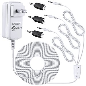 AC DC Adapter Compatible with Department 56 Village Accessories, 3V Power Cord Adapter with 3 Black Selectable Plugs for Halloween Christmas Village Vacation House Lantern Street Lamp Accessories