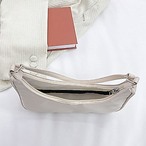 BMTLFG Shoulder Bags for Women, Women's Shoulder Handbags, Underarm Bag Crescent, Clutch Purse with Zipper, Retro Business Leisure Beige