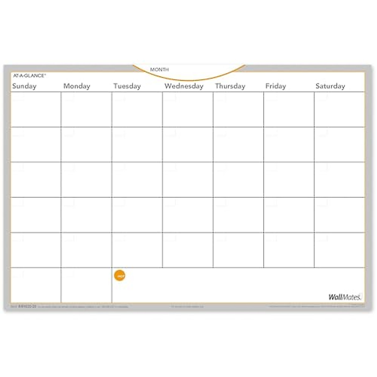 AT-A-GLANCE AW402028 WallMates Self-Adhesive Dry Erase Monthly Planning Surface, 18 x 12