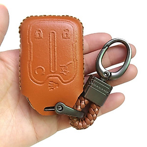 Alegender 5Btn Leather Cover Case Fob Holder Bag Remote Keyless Jacket for GMC Acadia Terrain Yukon Chevy Suburban Tahoe HYQ1AA 13584502 1551A-AA Brown