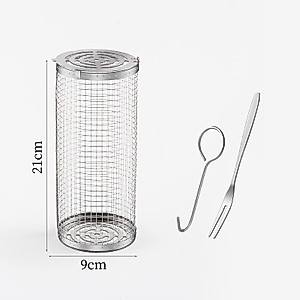 Rolling Grill CART, Stainless Steel BBQ Rolling Grill Basket Round Barbecue Net Tube for Outdoor Camping Picnic, Non-Stick Grill Net Wire Mesh Cylinder for Fish, Vegetables and Meat
