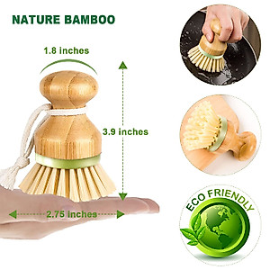 Dish Brush, Premium Dish Scrub Brush Set (Pack of 2), Made by Earth Friendly Recycled Materials, Durable Stiff Bristles Great for Scrubbing All Kinds of Pans, Baking Sheets and Cast Iron Skillet