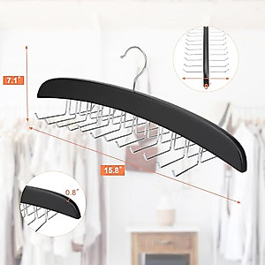 3 Packs Tank Top Hangers Space Saving, Tank Top Organizer Bra Hangers for Closet with 72 Foldable Metal Hooks, Wooden Tie Storage Hanger Racks for Camisoles, Bras, Belts, Scarfs(Black)