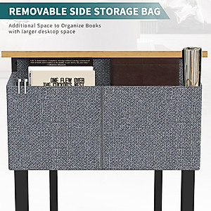 SMUG Computer Desk 32 Inch Home Office Writing Wood Storage Bag & Headphone Hook Small Spaces Simple Bedroom Work Study Kids Table, Natural