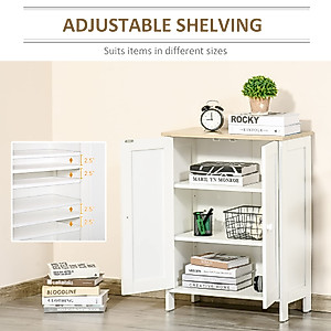 HOMCOM Storage Cabinet, Double Door Cupboard with 2 Adjustable Shelves, for Living Room, Bedroom, or Hallway, White