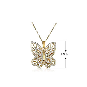 MORGAN & PAIGE Sterling Silver Butterfly Necklace, 18k Yellow Gold Plated Necklace with Diamond Accents, Filigree Butterfly Gold Necklace, Women's Gold Necklace for Sensitive Skin