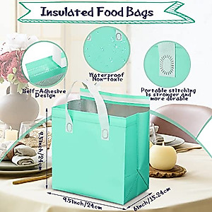 Kacctyen 100 Pcs Insulated Take Out Bags Bulk 9.5 x 6 x 9.5 in Thermal Insulation Food Bag for Coffee, Milk Tea, Hot Cold Food, Delivery Cooler Bag for Catering Restaurant Grocery Picnic (Multicolor)