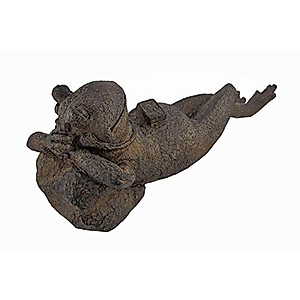 Bellaa 25686 Napping Frog Statue Relax Resting Meditating Zen Garden Buddha Sculpture Yoga Contented Talisman Gift Feng Shui Vastu Figurine