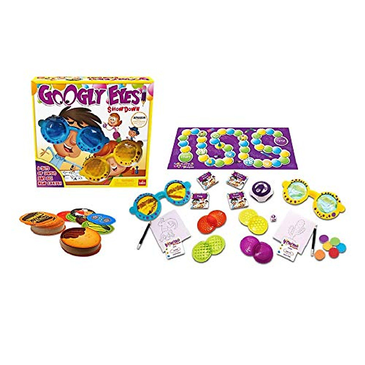 Goliath Googly Eyes Showdown - Family Drawing Game with Crazy, Vision-Altering Glasses - Includes A Fun Burger Party Card Game