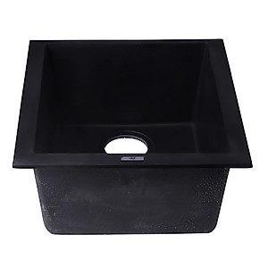 ALFI brand AB1720UM-BLA Undercount Rectangular Granite Composite Kitchen Prep Sink, 17", Black