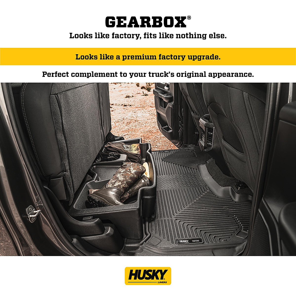 Husky Liners Gearbox Storage Systems | Under Seat Storage Box - Black | 09001 | Fits 2007-2013 Chevrolet Silverado/GMC Sierra 1500, 2007-2014 Chevrolet Silverado/GMC Sierra 2500/3500 Crew Cab 1 Pcs