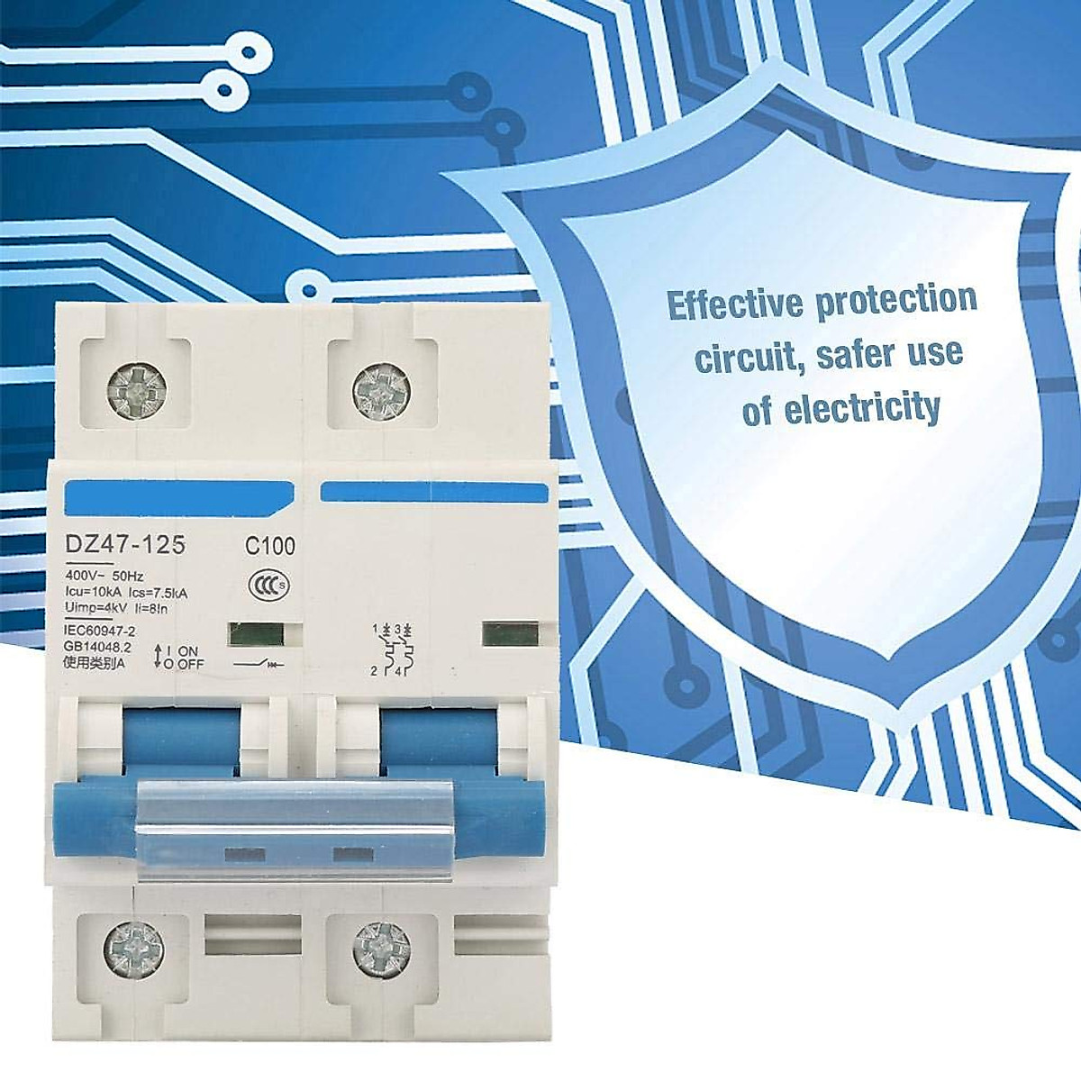 400V 80/100/125A Electric Circuit Breaker 2 Pole Circuit Breaker MCB Leakage Switch DZ47-125 Current Miniature Circuit Breaker (100A)